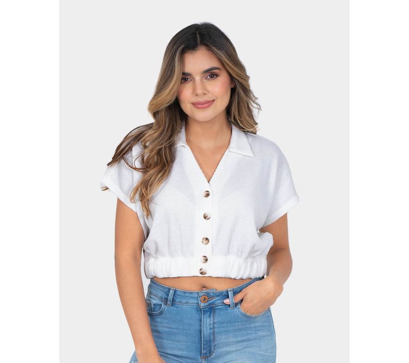 Camisa blanca manga corta para mujer - oxfordjeans