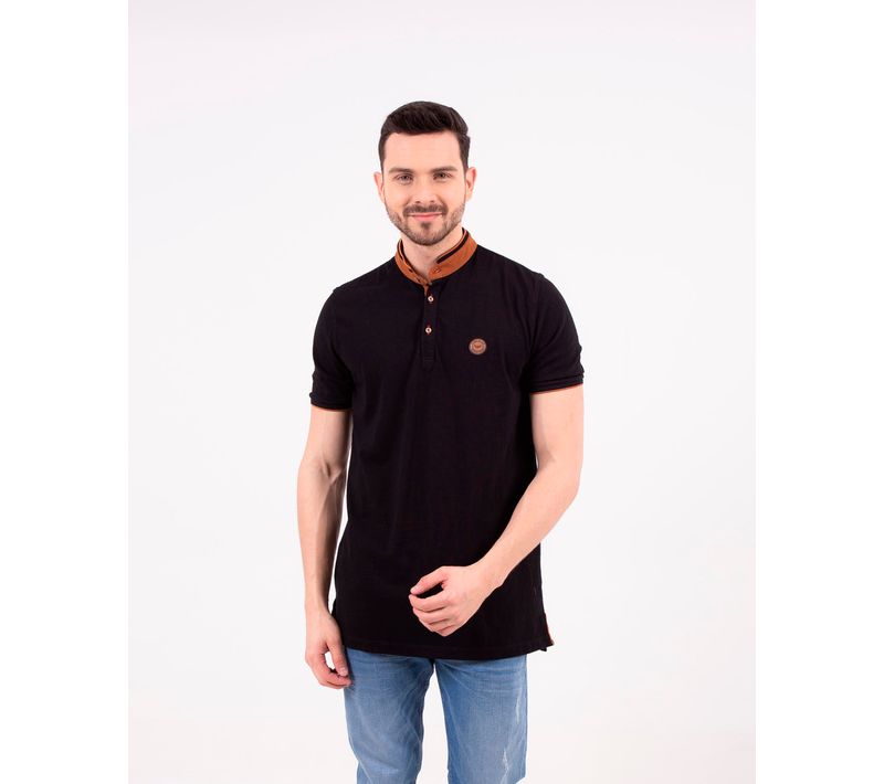 Polo negra cuello neru para hombre - oxfordjeans