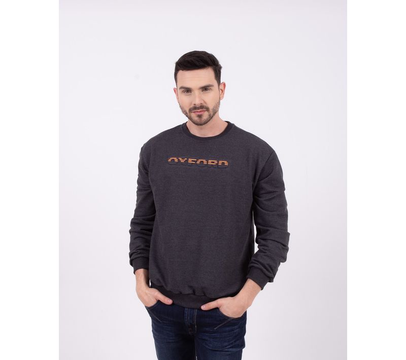 Buzo gris estampado frontal para hombre - oxfordjeans